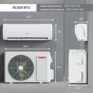 18,000 BTU 20 SEER2 Wall Mount Ductless Mini Split Air Conditioner Heat ...